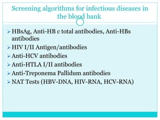 Blood screening, quarantine and release | PPTX | Infectious Diseases ...