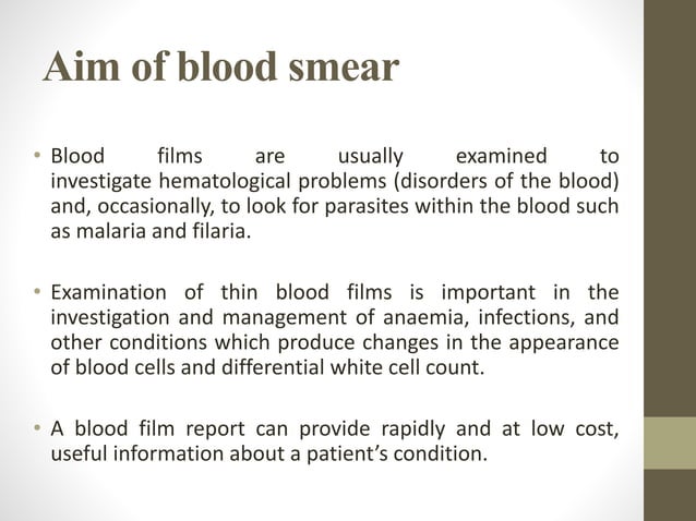 Blood smear staining | PPTX | Blood Disorders | Diseases and Conditions