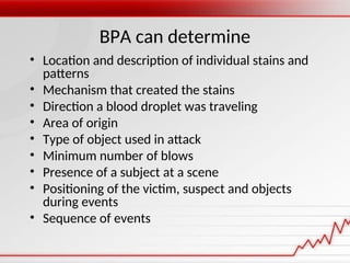 Blood spatter analysis is essential in forensic analysis, blood play ...