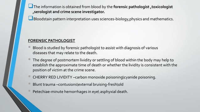 Blood spatter interpretation-FORENSIC SEROLOGY | PPTX | Physics | Science