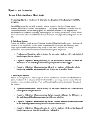 Blood spatter mini-unit | DOCX | Secondary Education | Education