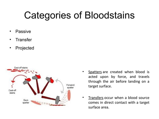 Blood Spatters Analysis | PPT | Chemistry | Science