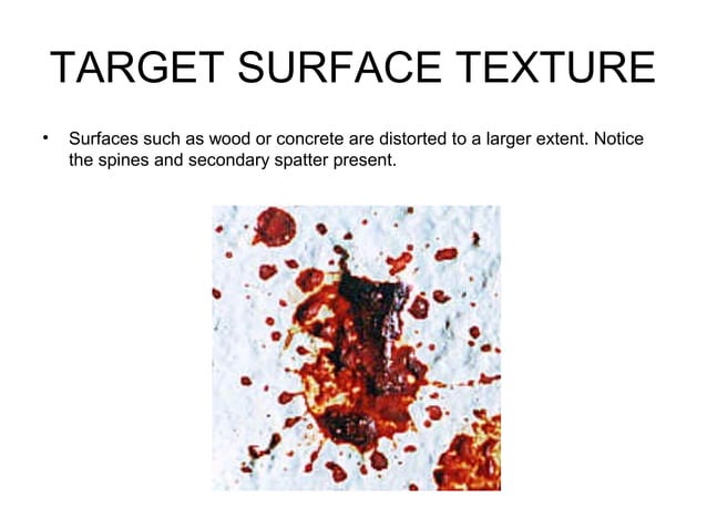 Blood Spatters Analysis | PPT | Chemistry | Science