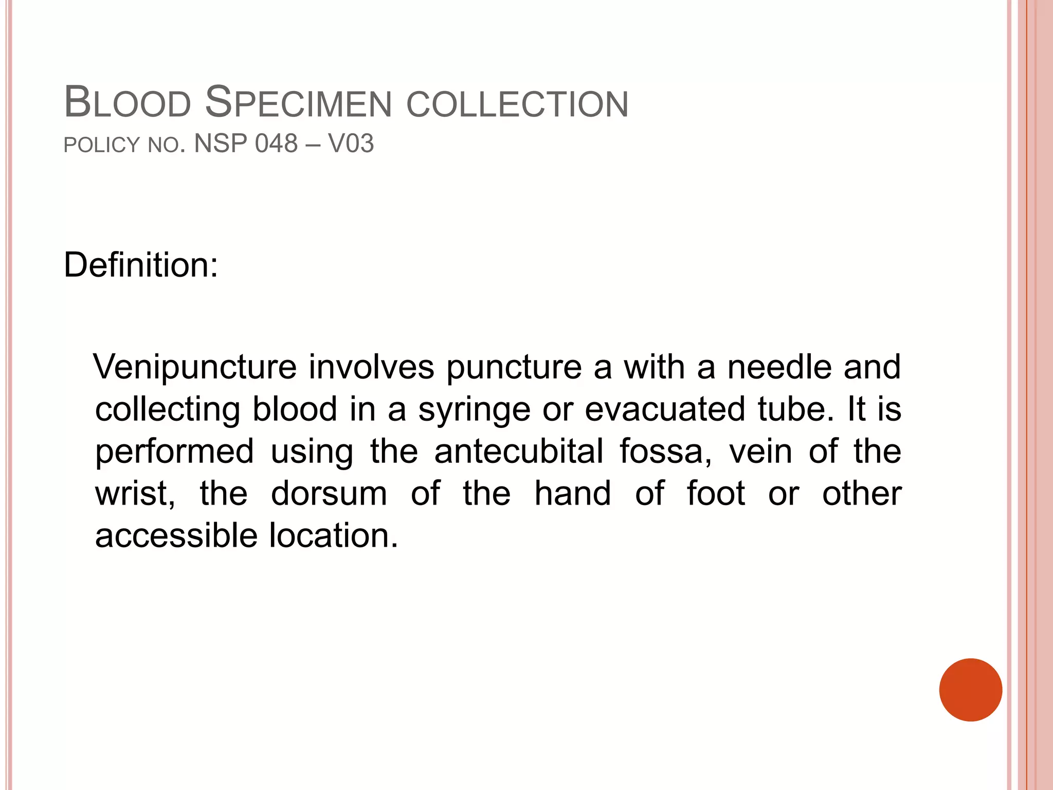 Blood specimen collection | PPTX