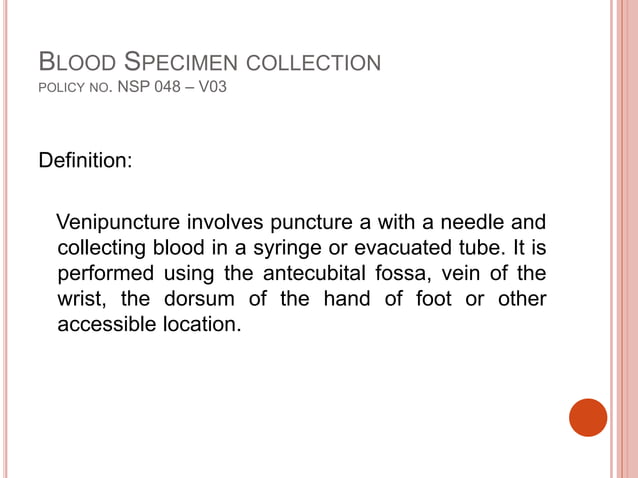 Blood specimen collection | PPTX