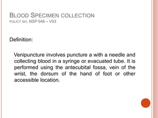 Blood specimen collection | PPT
