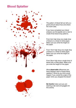 Blood Splatter Patterns Tell Stories | PDF