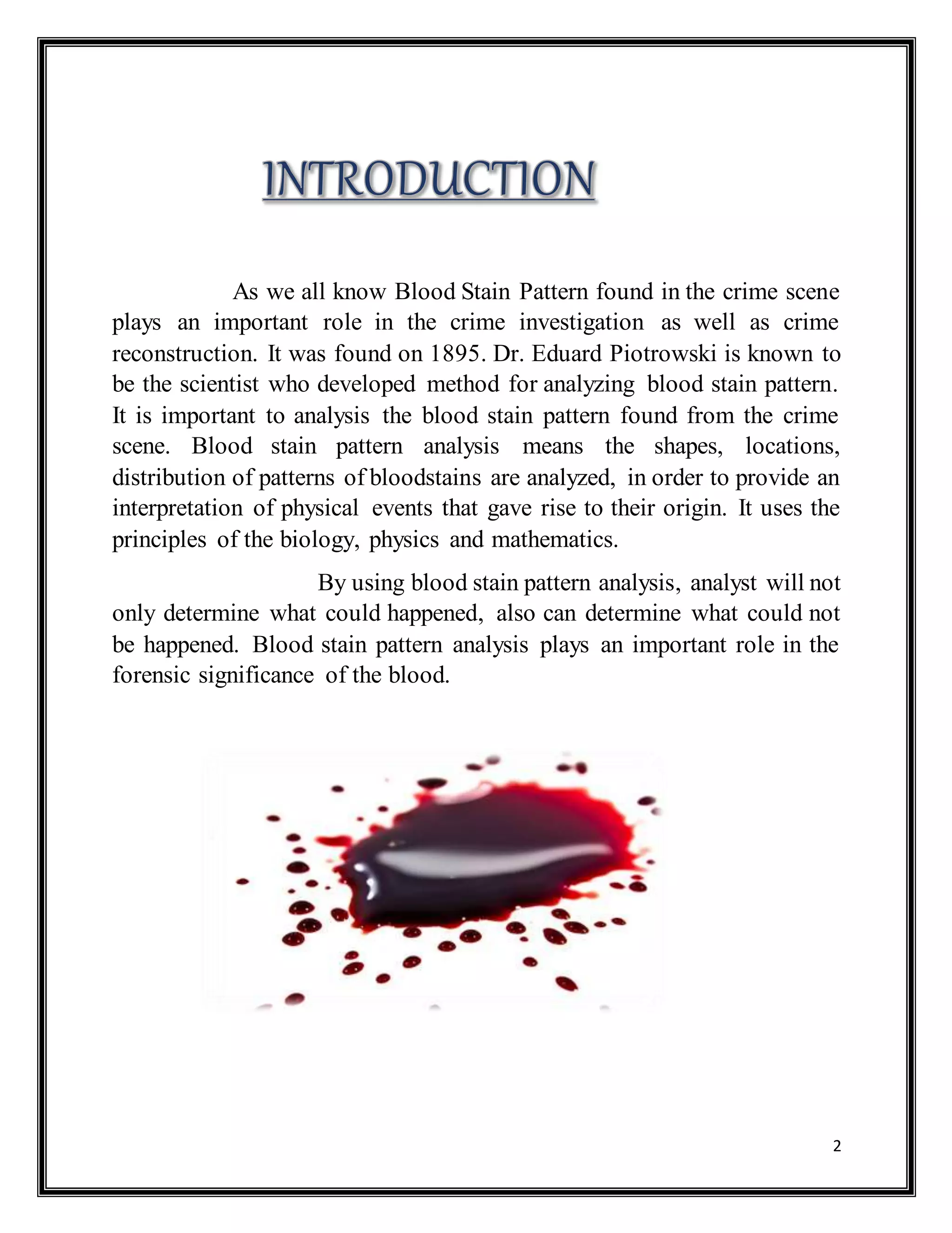 Blood stain pattern analysis | DOCX