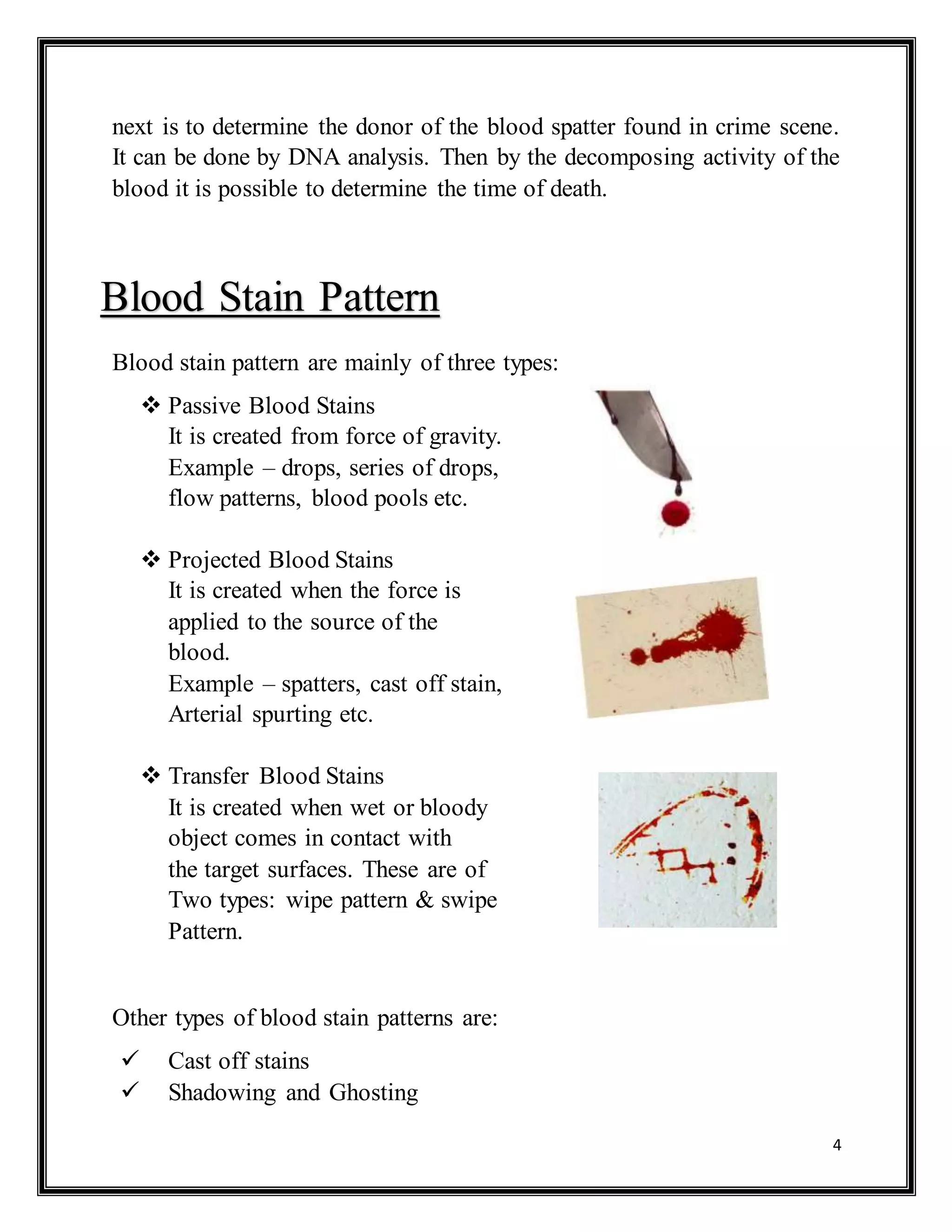 Blood stain pattern analysis | DOCX