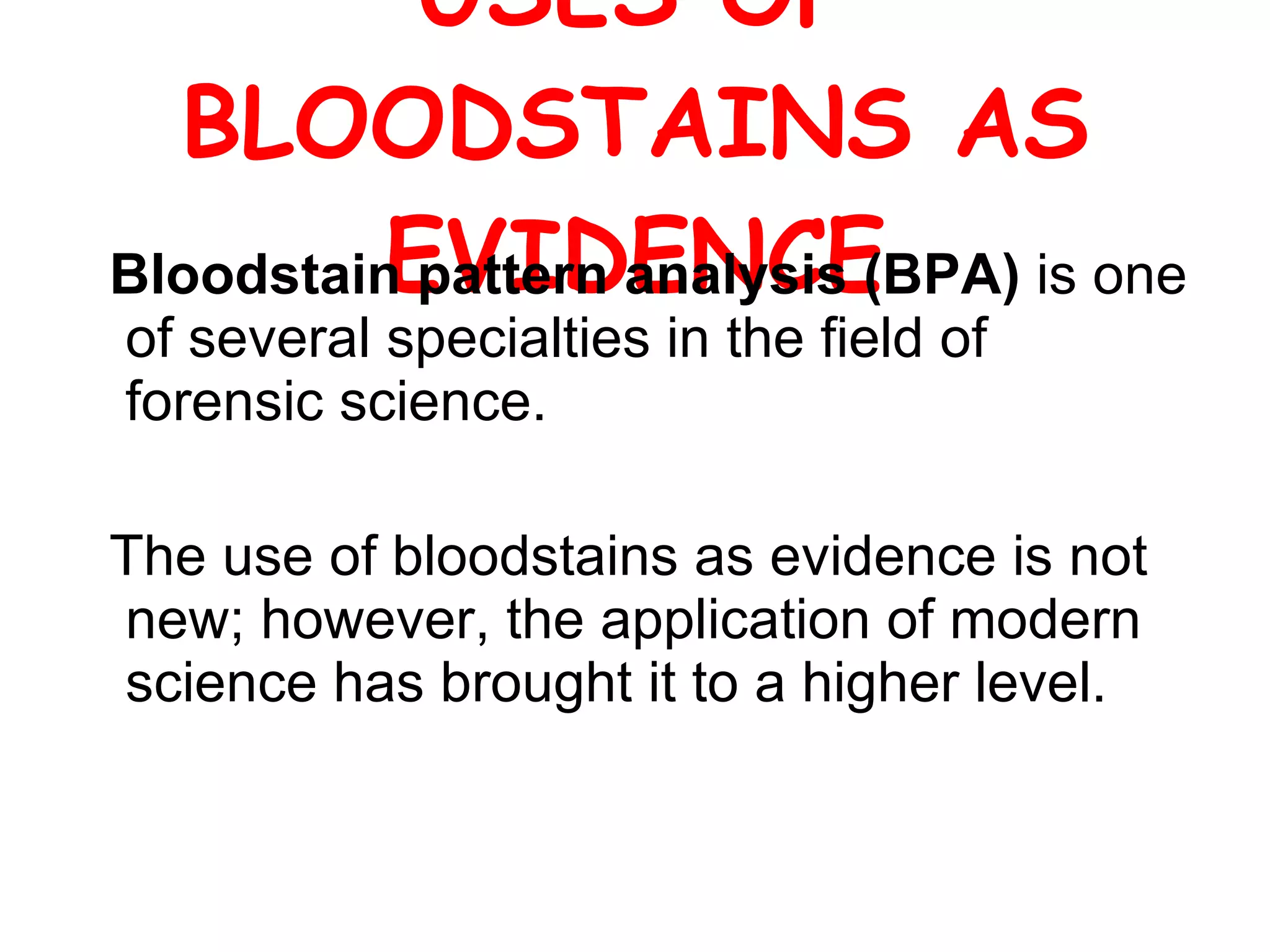 Analysis Of Bloodstain Pattern cience week | PPT