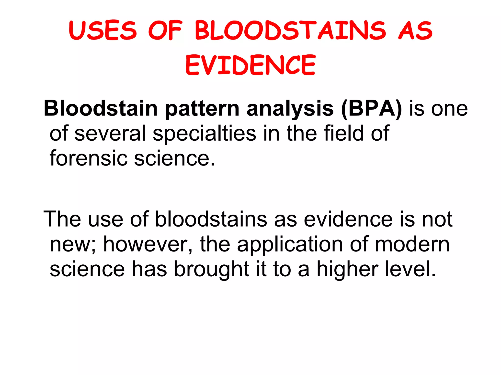 Bloodstain pattern analysis science week | PPT