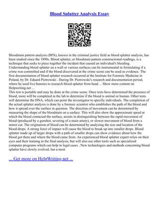 Bloodstain Pattern Paper | PDF