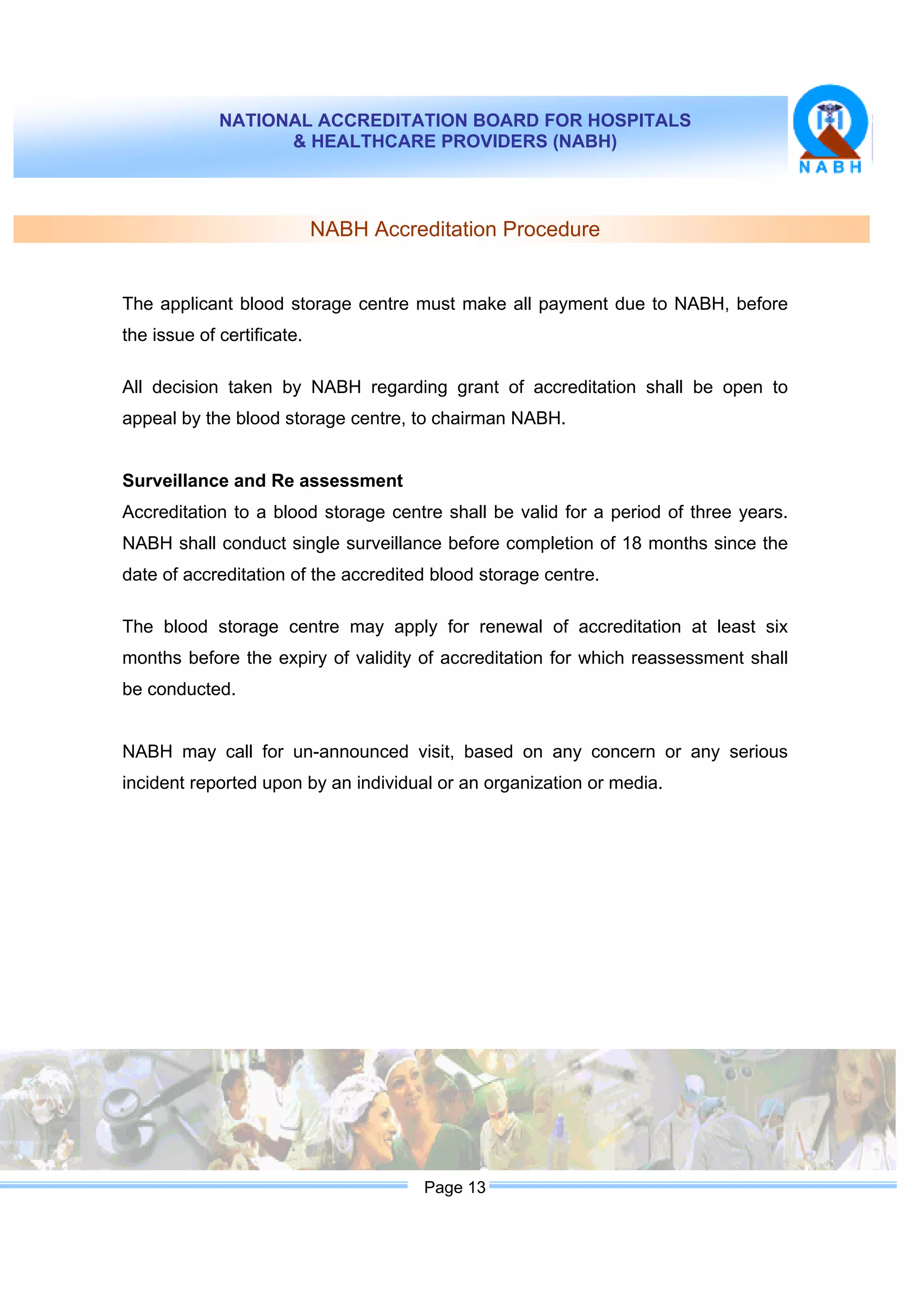 Blood storage - NABH | PDF