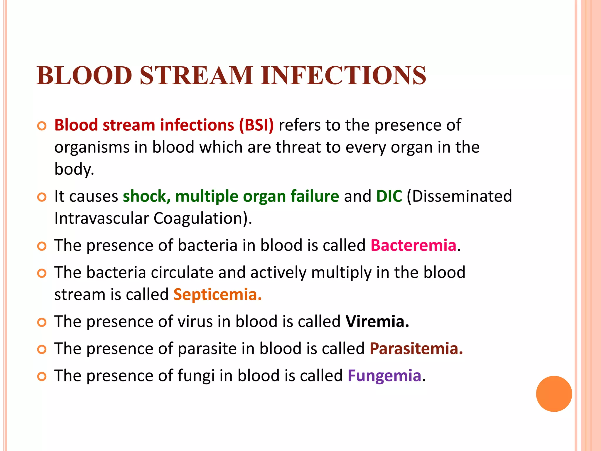 Blood stream infections- clinical microbiology | PPTX