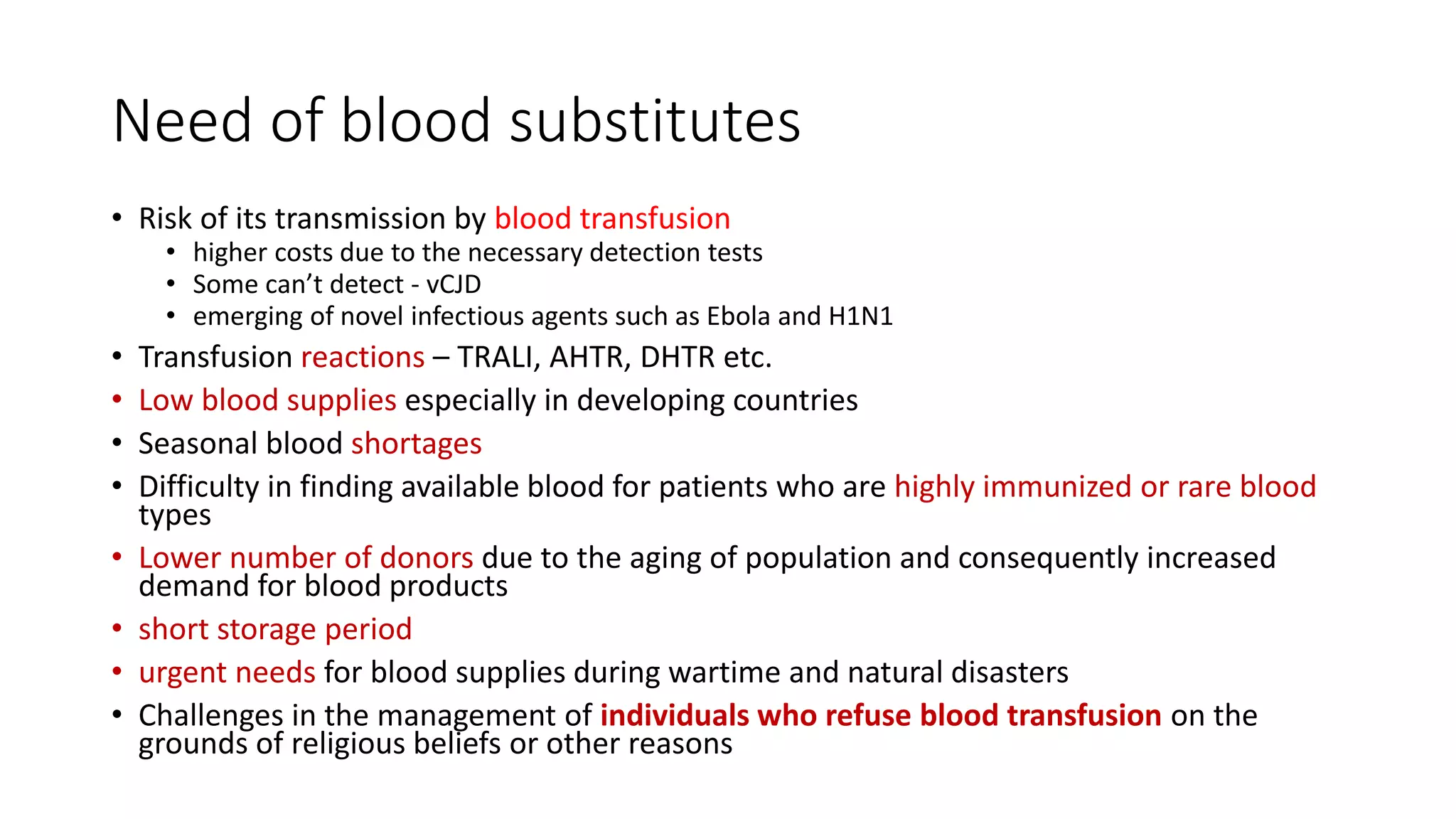 Artificial Blood Substitutes | PPTX