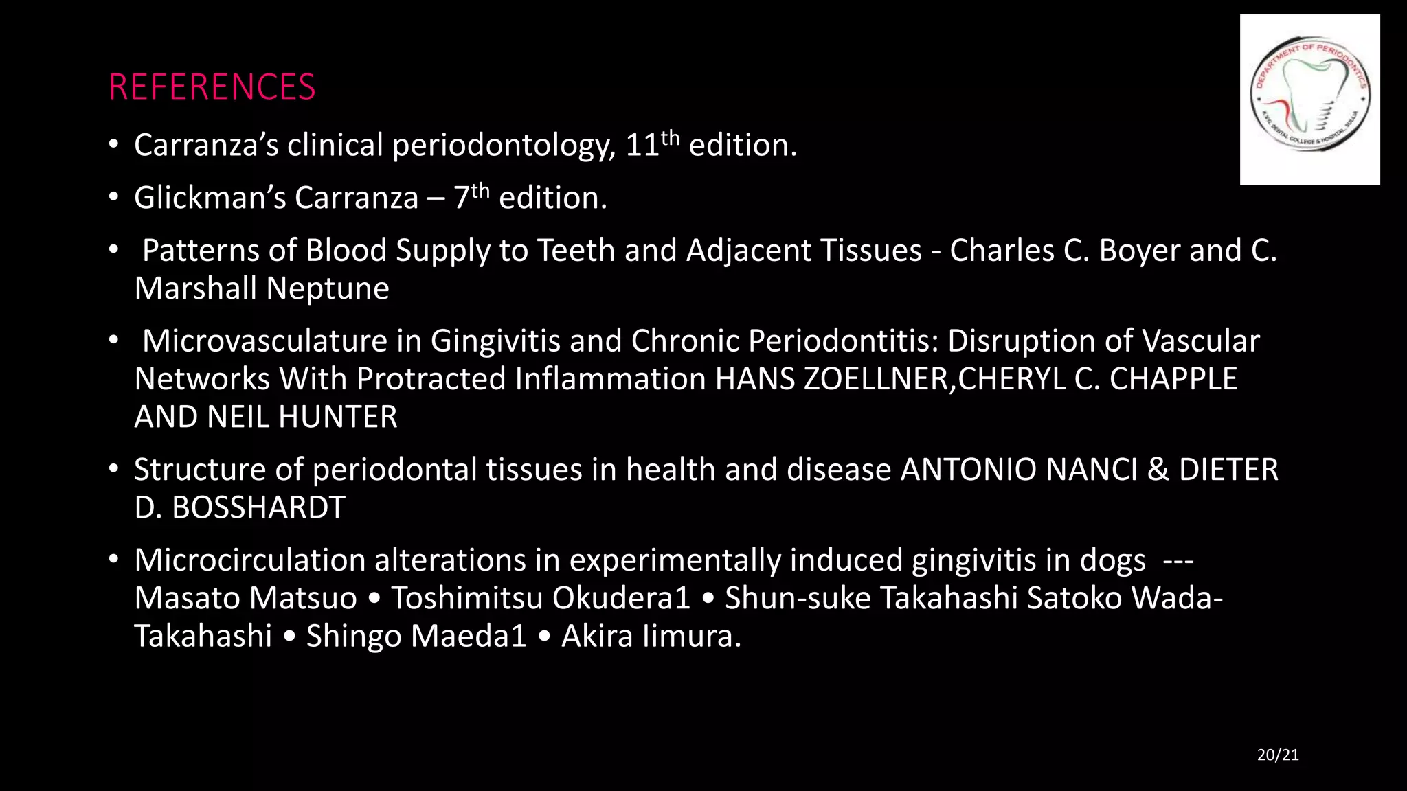 BLOOD SUPPLY FOR PERIODONTIUM | PPTX