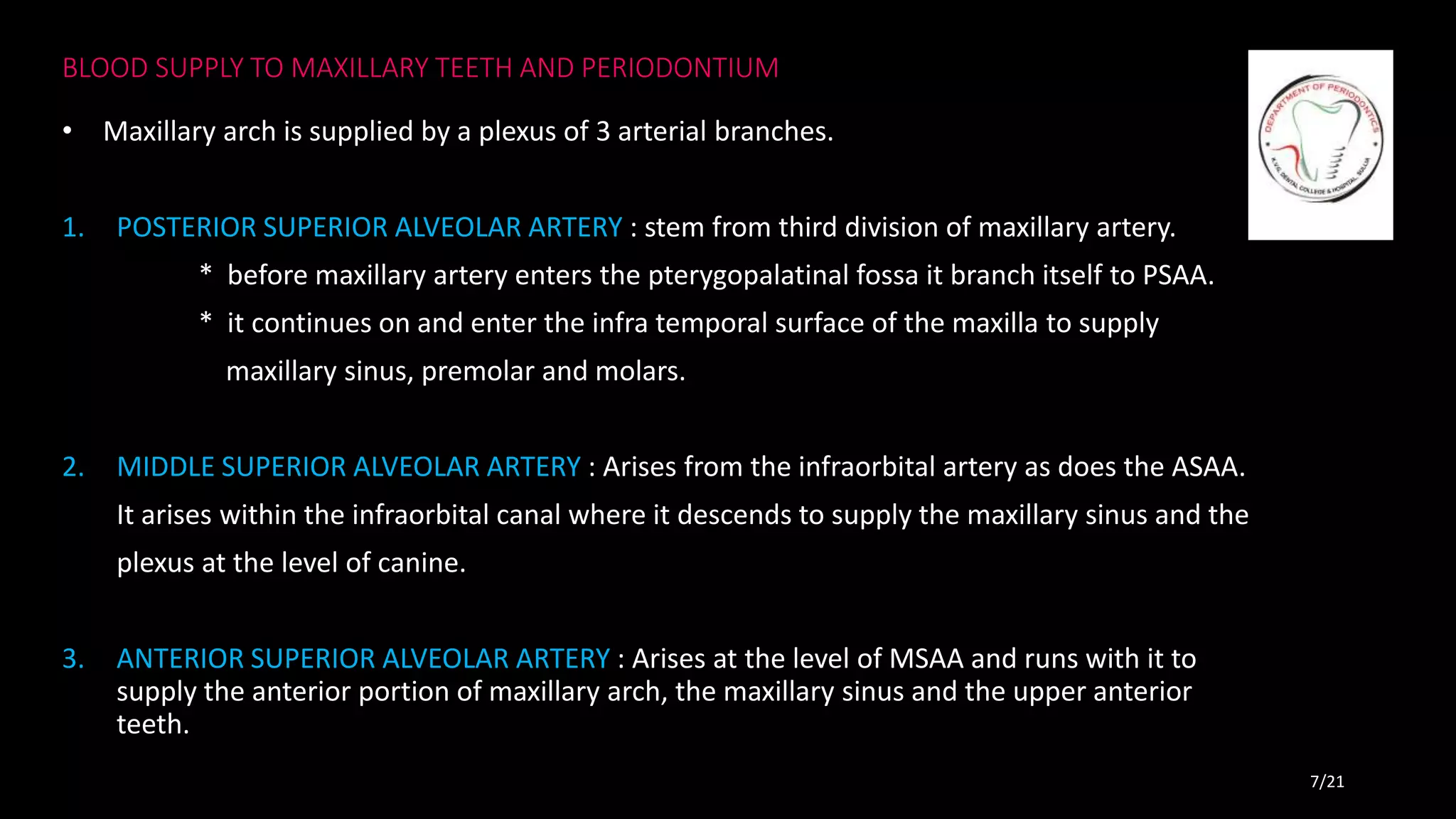 BLOOD SUPPLY FOR PERIODONTIUM | PPTX