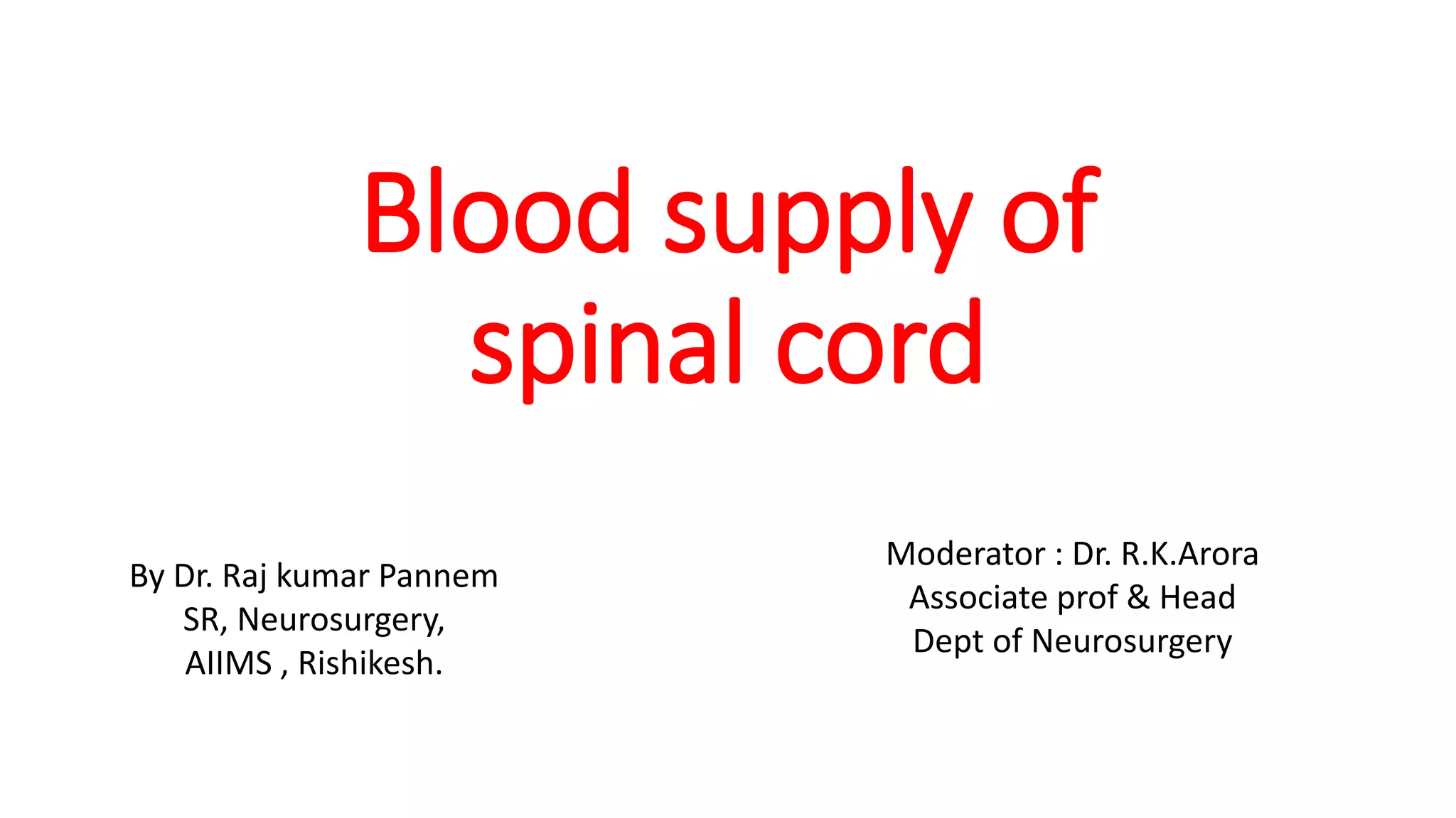 Blood supply of spinal cord | PPTX