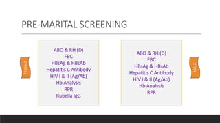 BLOOD TESTS, IMMUNISATION SCHEDULE AND VACCINES | PPT