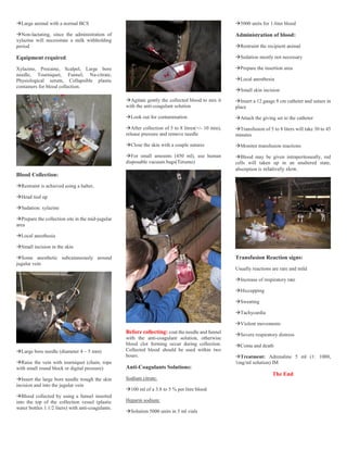 Blood Transfusion in Animals | PDF