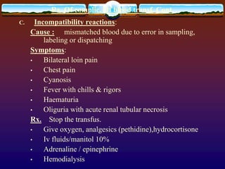 BLOOD TRANSFISION, INDICATIONS AND COMPLICATIONS.ppt