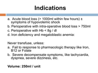 Blood product transfusion and massive transfusion | PPT