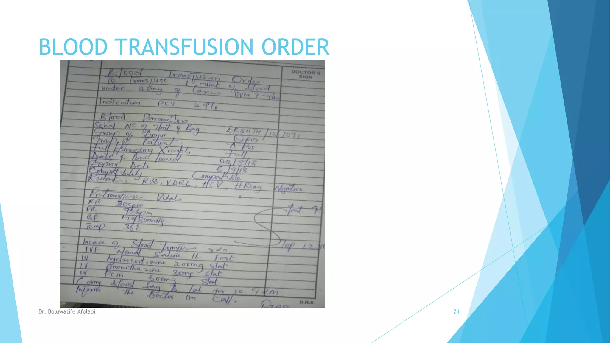 Blood Transfusion (Principles and procedure) | PPTX