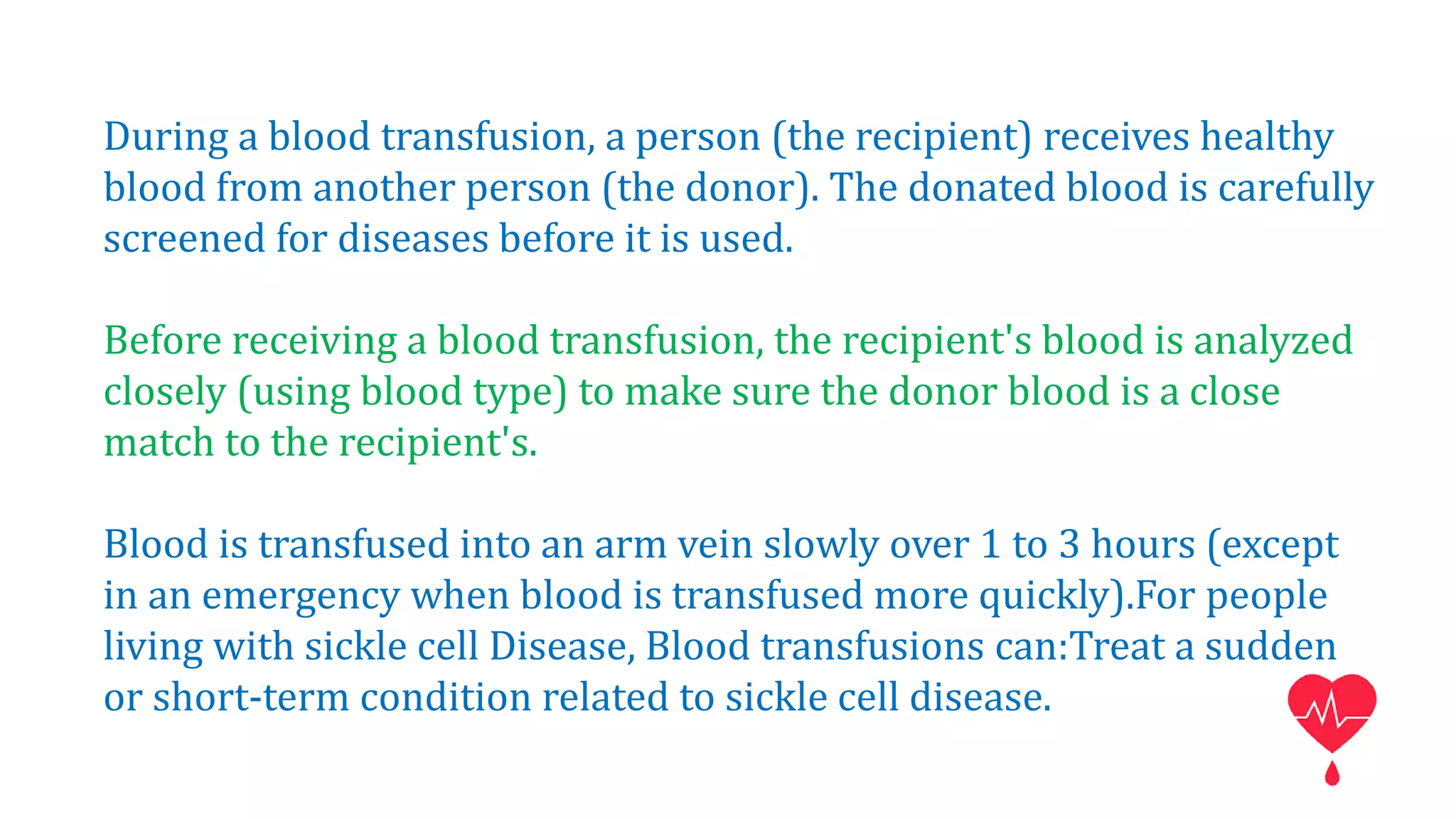 Blood transfusion-MANAGEMENT FOR PEOPLE LIVING WITH SICKLE CELL ...