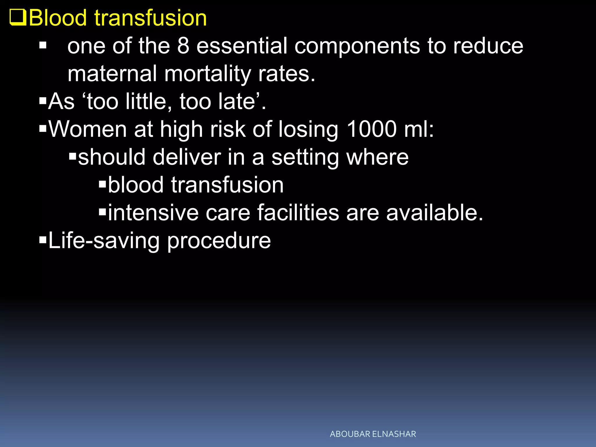 Blood transfusion in obstetrics | PDF