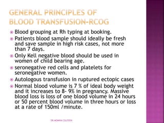 Blood transfusion and its reactions in obstetrics | PPTX