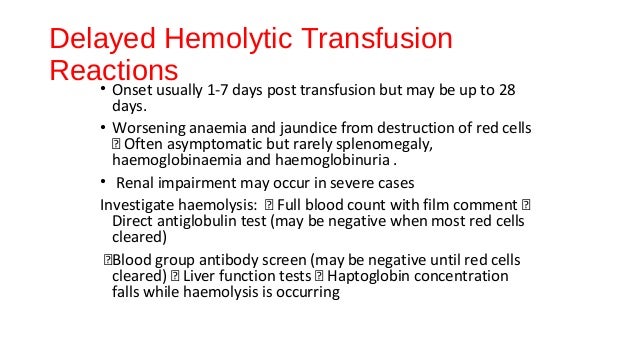Blood transfusion and transfusion reactions