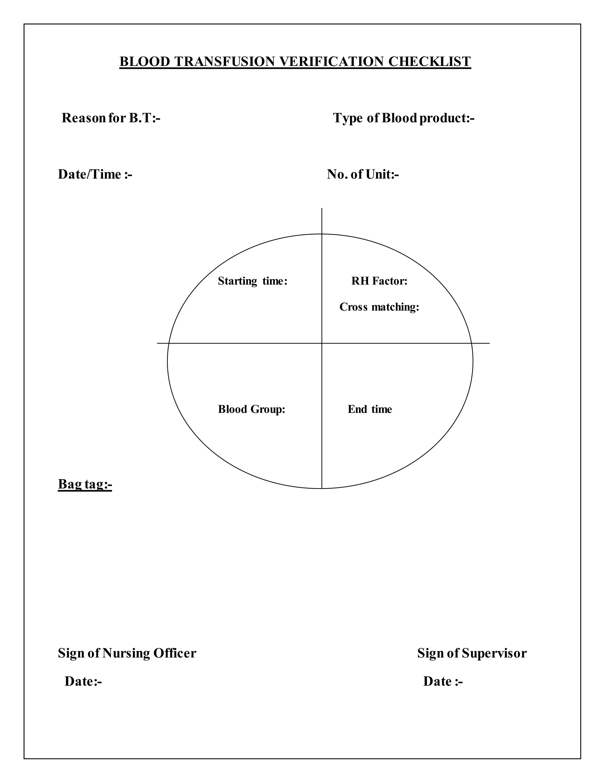 Blood transfusion checklist sania | DOCX