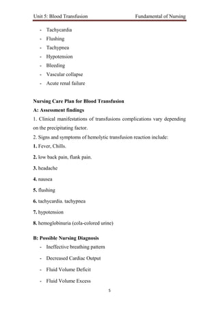 Blood transfusion detail | PDF | Blood Disorders | Diseases and Conditions