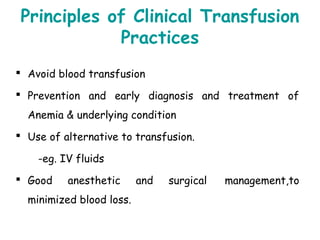 Blood transfusion guidelines in clinical practice | PPT