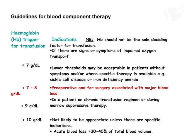 Blood transfusion guidelines in clinical practice | PPT | Blood ...