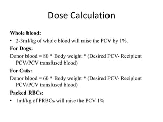 Blood transfusion in animals | PPTX