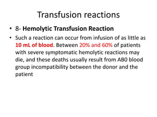 Blood transfusion indications and reactions | PPTX