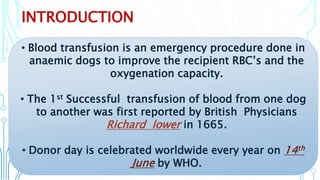 blood transfusion in dogs blood transfusion in small animals | PPTX