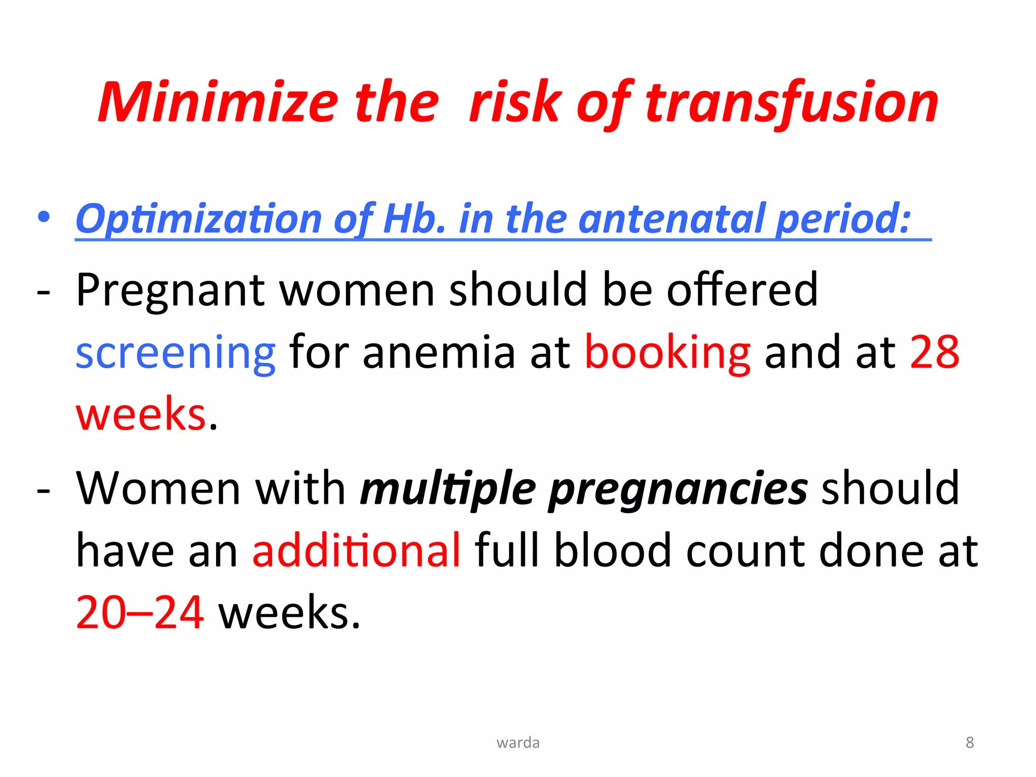 Blood transfusion in obstetrics: evidence based approach | PDF