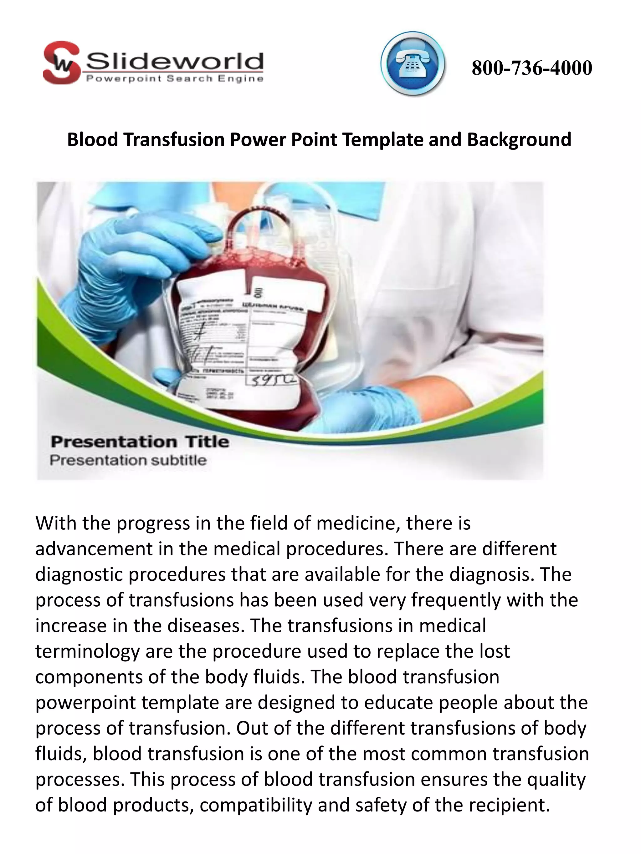 Blood Transfusion Power Point Template and Background | PDF