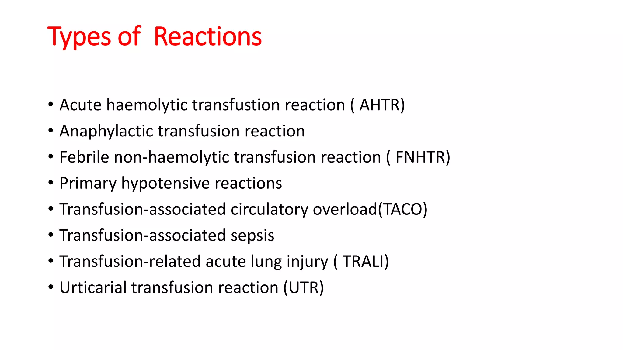 Blood transfusion reactions | PPTX