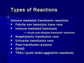 Blood transfusion reactions | PPT