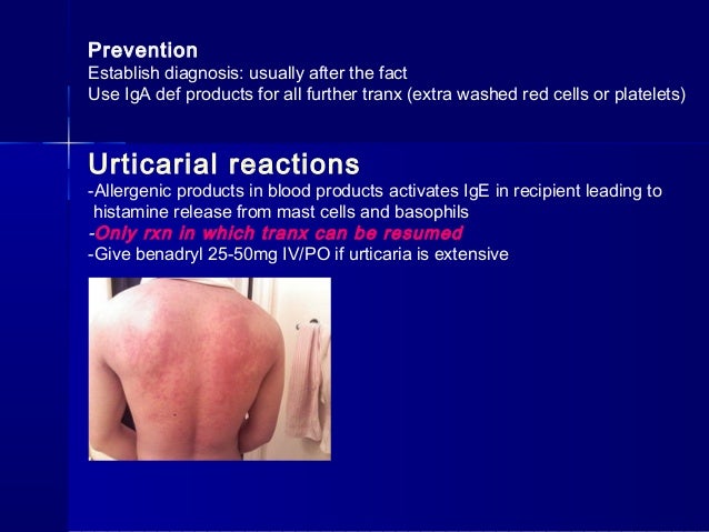 Blood transfusion reactions