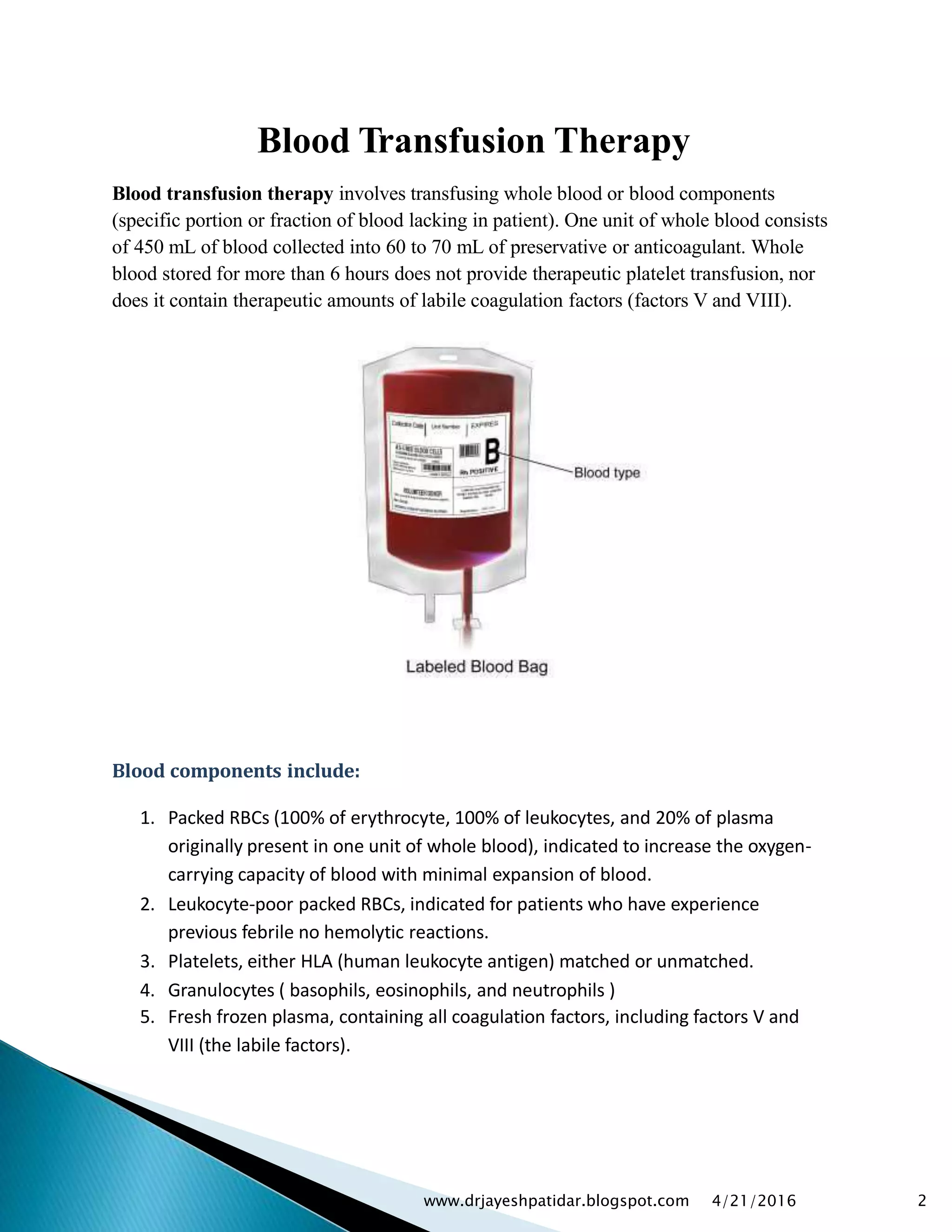 Blood transfusion therapy | PPSX