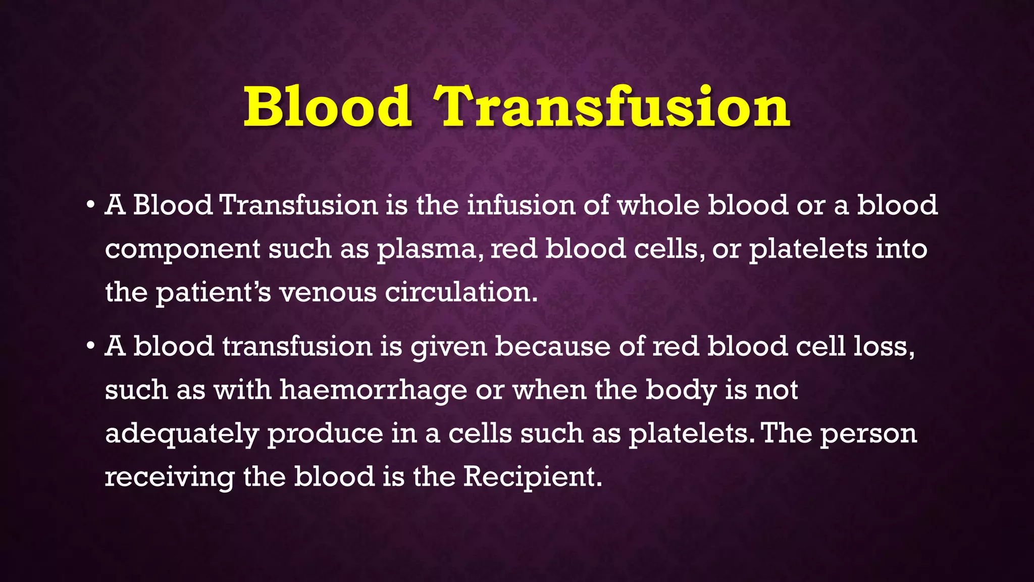 Blood transfusion Therapy - BT | PDF