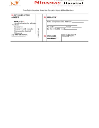 Blood trasfusion reaction reporting format | PDF