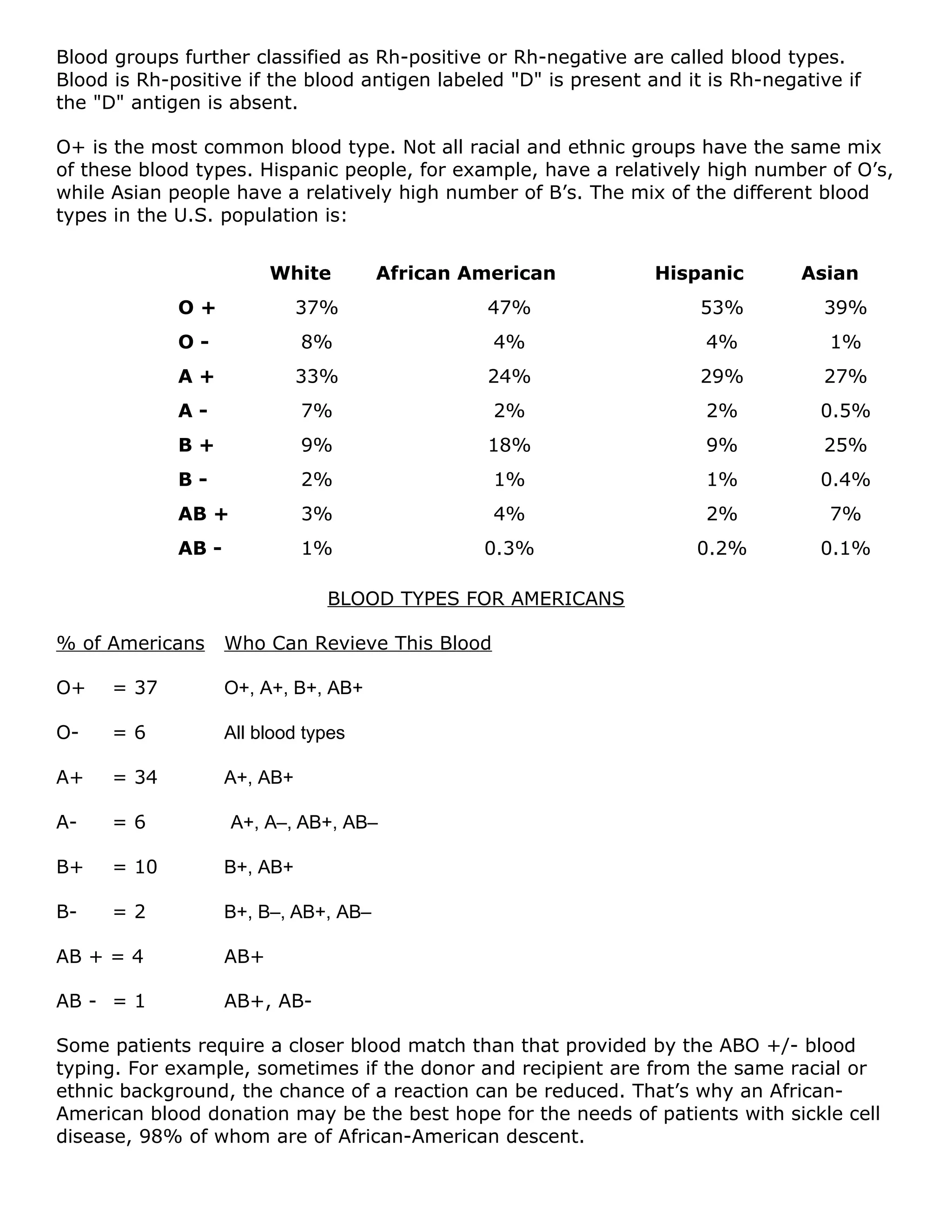 Blood types for health class | PDF