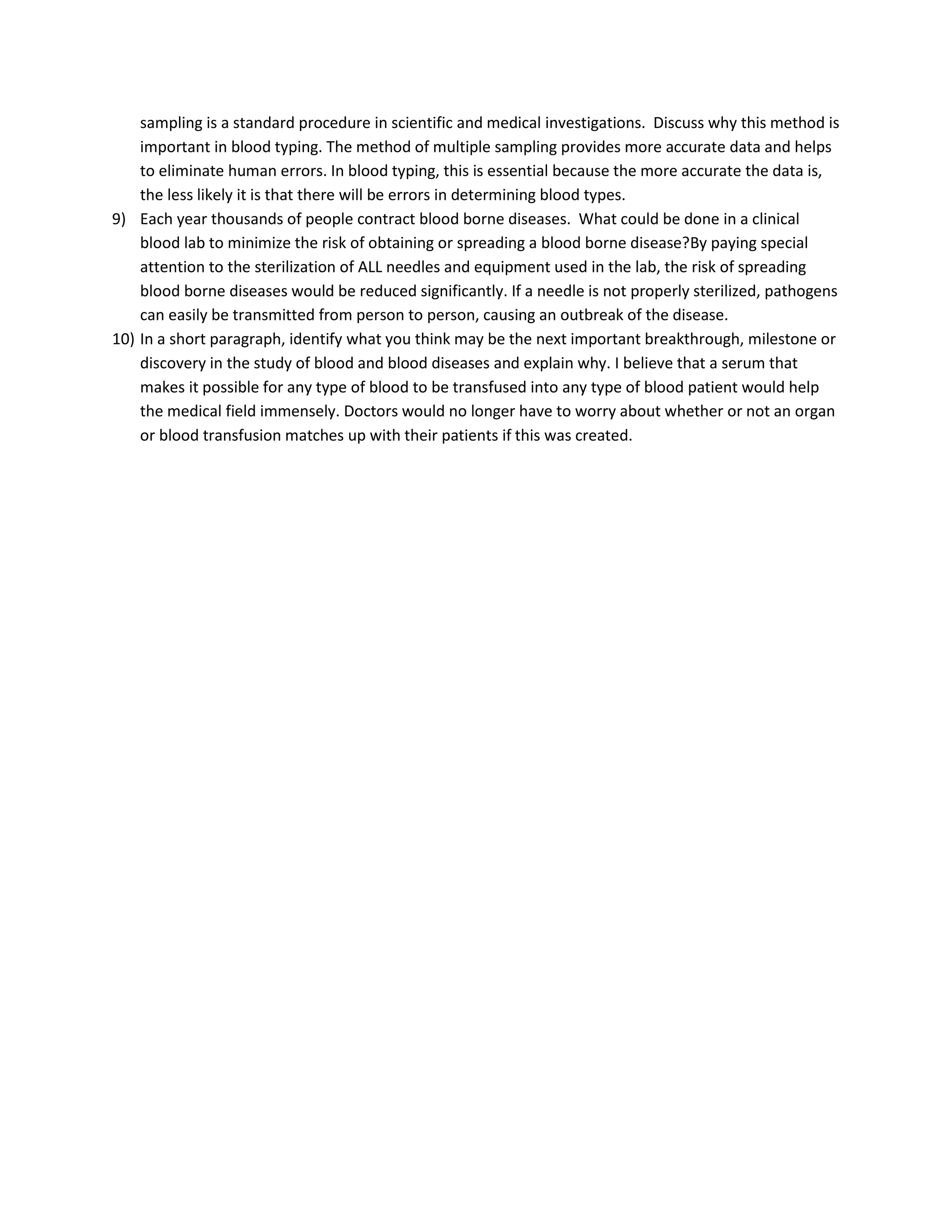 Blood typing analysis | DOCX