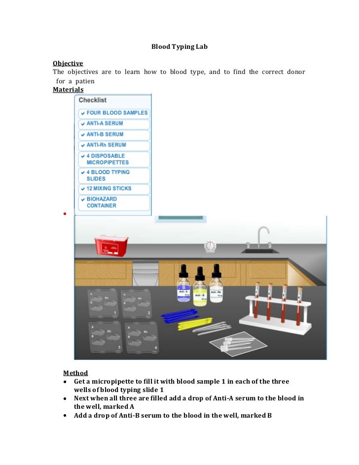 Blood Typing Lab Blood Typing Lab