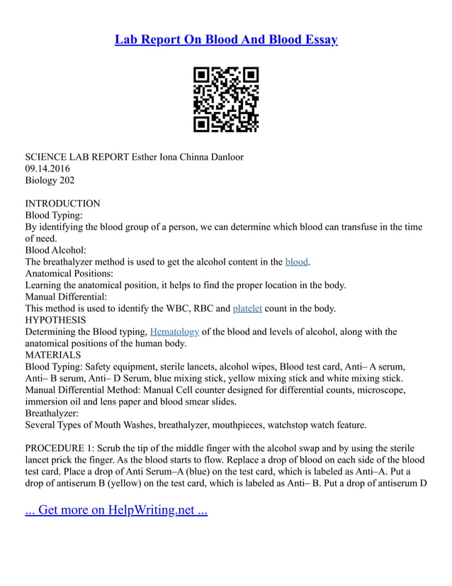 Blood Typing Lab Report | PDF | Blood Disorders | Diseases and Conditions